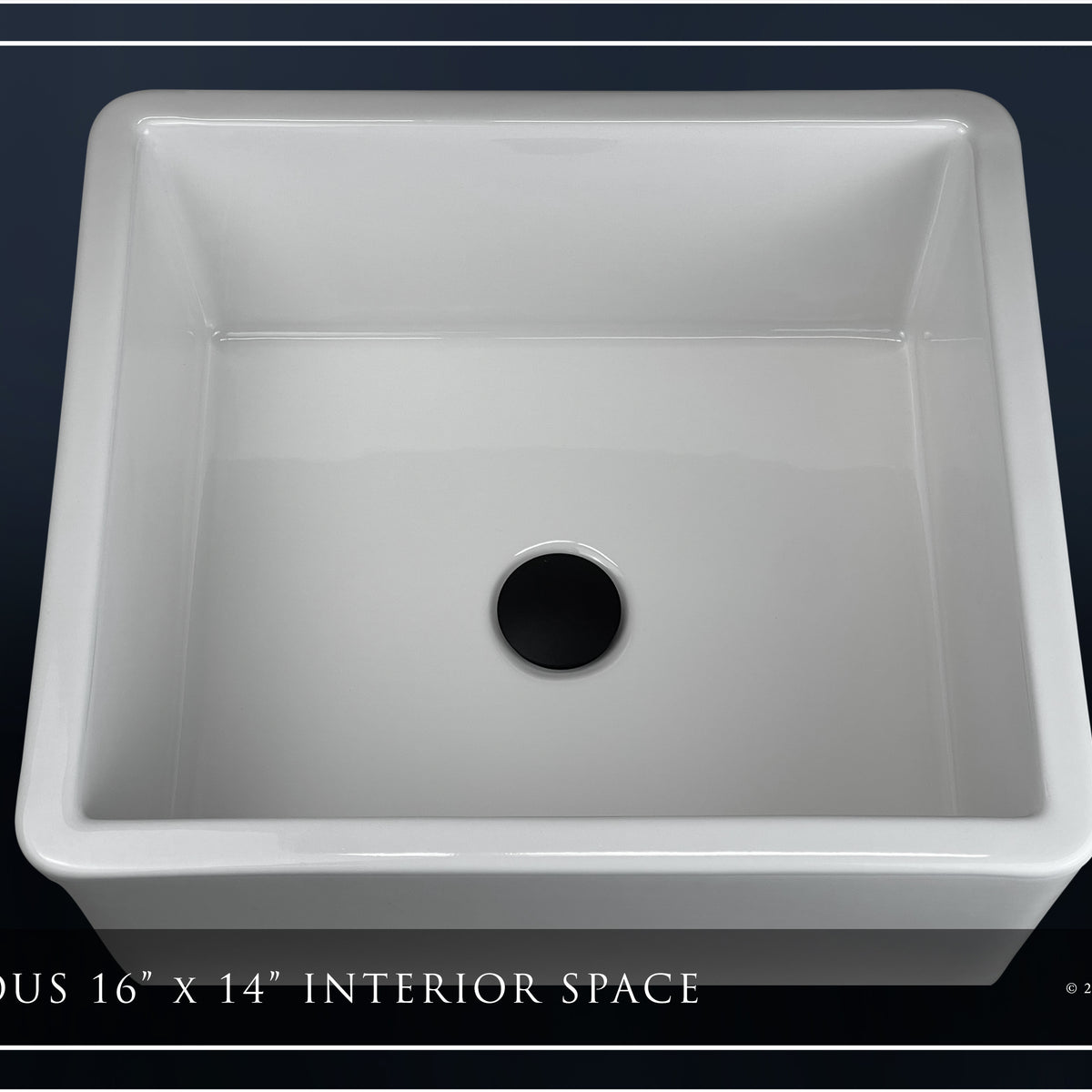 FSW8000 LUXURY 18 x 16 INCH REVERSIBLE SOLID FIRECLAY BATHROOM FARMHOU ...