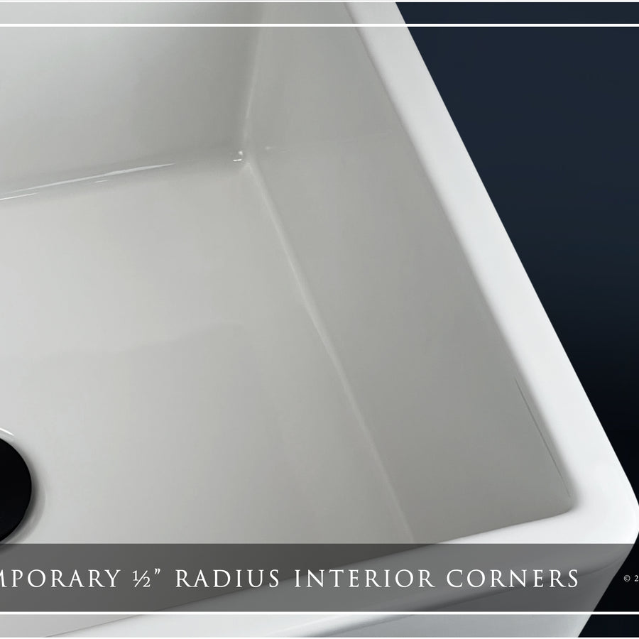 FSW8000 LUXURY 18 x 16 INCH REVERSIBLE SOLID FIRECLAY BATHROOM FARMHOU ...