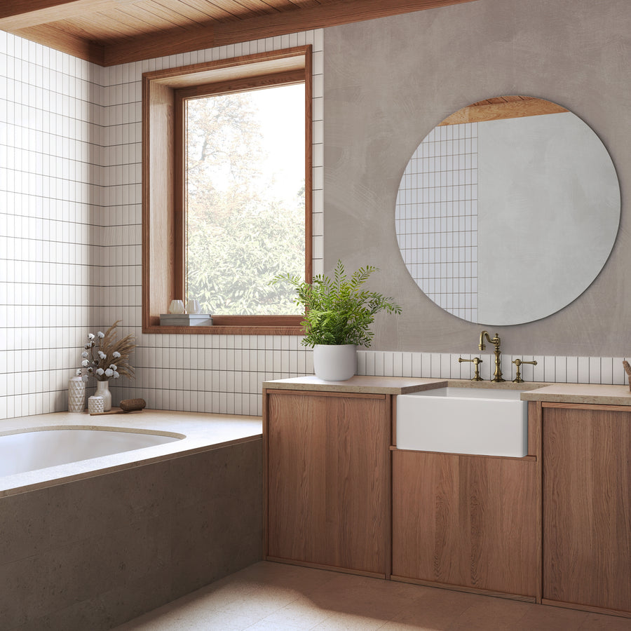 FSW8001 LUXURY 20 x 18 INCH REVERSIBLE SOLID FIRECLAY BATHROOM FARMHOU ...